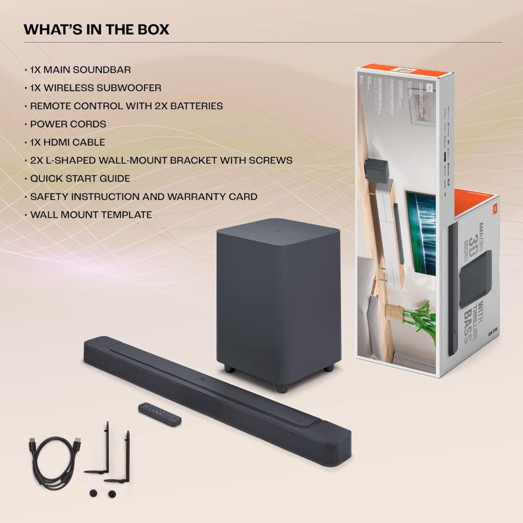JBL Bar 500 Pro Dolby Atmos Soundbar with Wireless Subwoofer, 5.1 ...